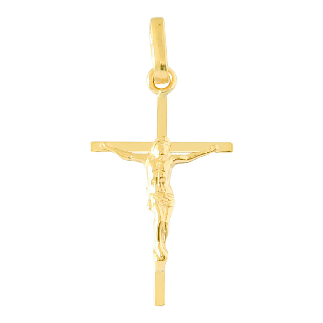 Croix Christ fil carré - Or jaune 18ct - PremierCadeau