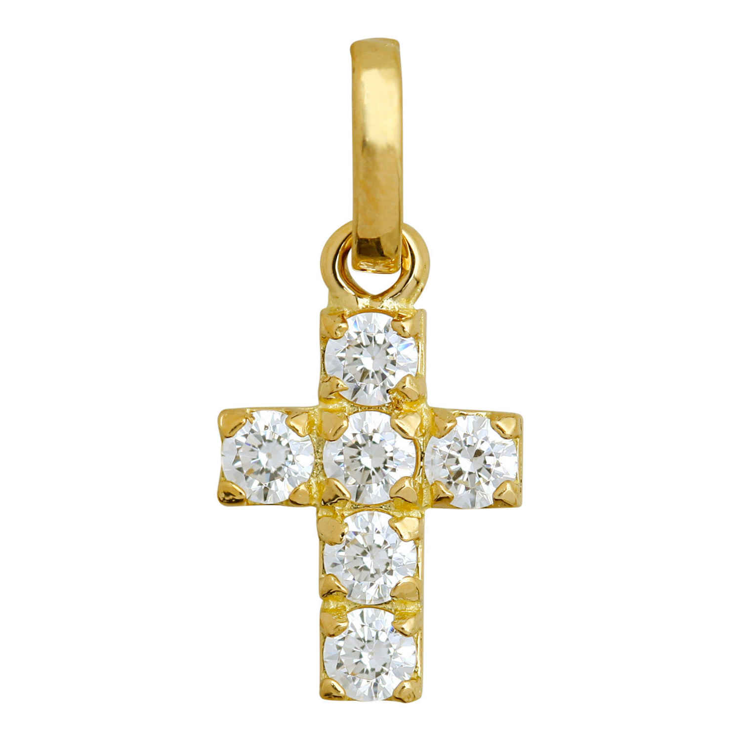 Croix oxydes de zirconium - Or jaune 18ct - PremierCadeau