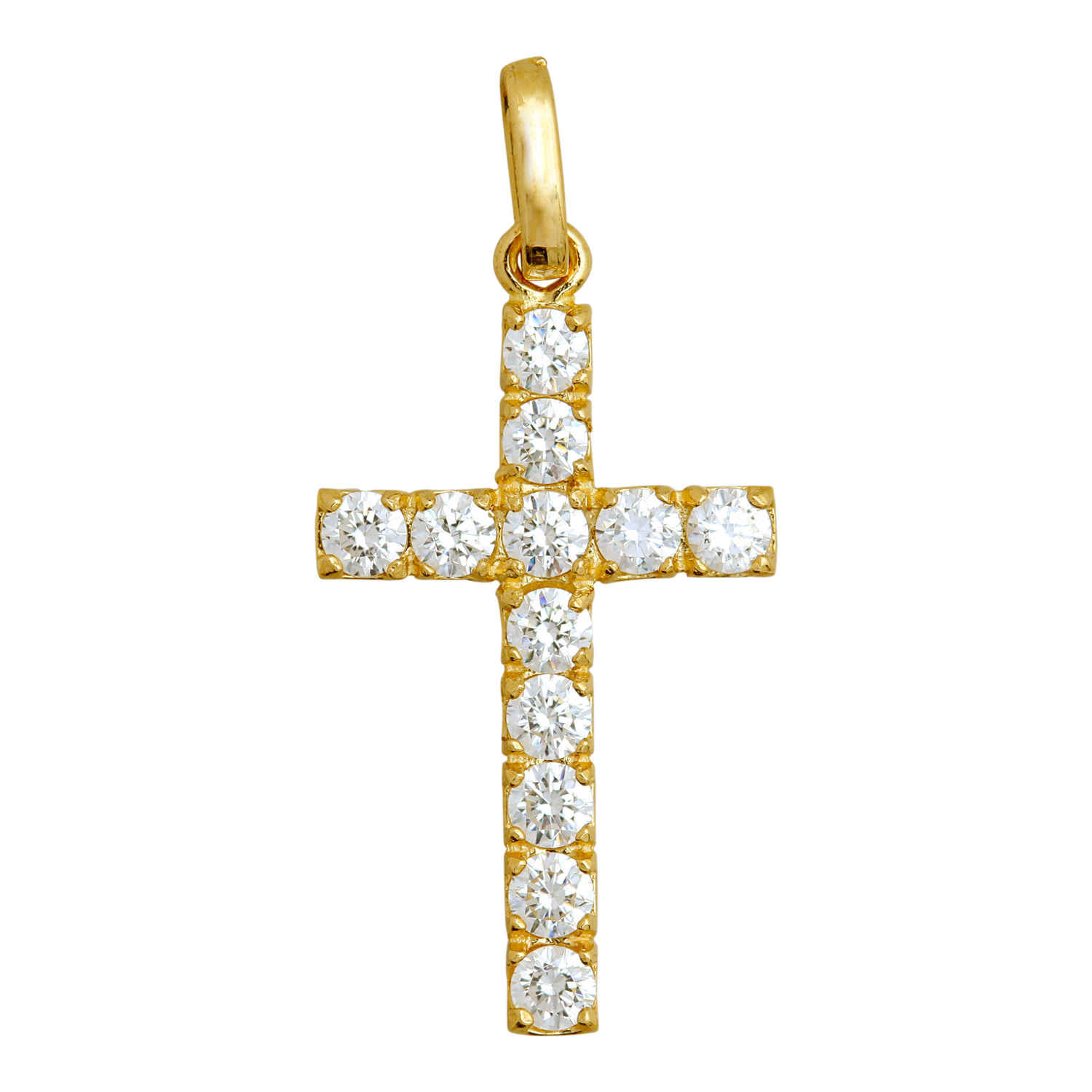 Croix oxydes de zirconium 22mm - Or jaune 18ct - PremierCadeau