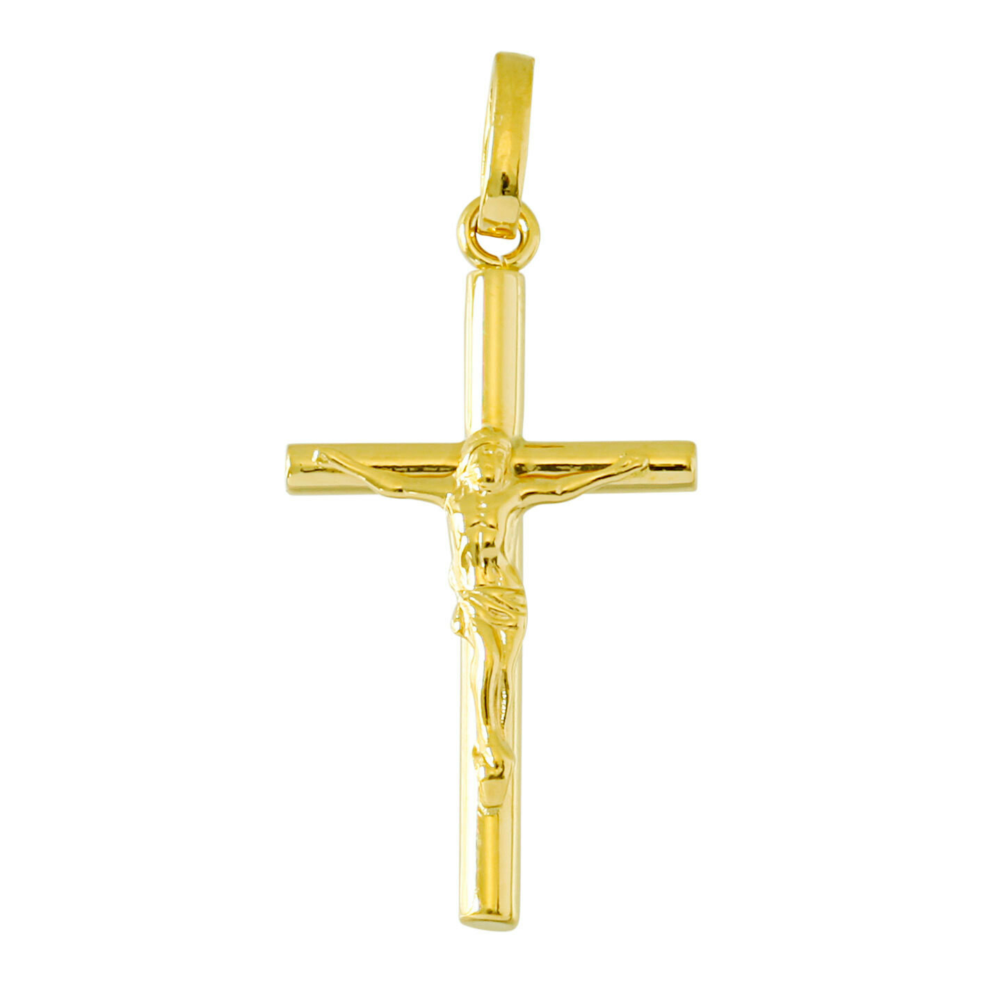 Croix Christ fil rond - Or jaune 18ct - PremierCadeau