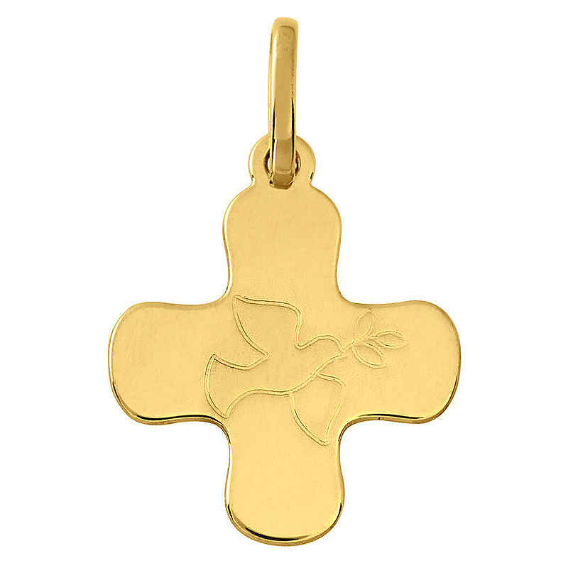 Croix à la colombe personnalisée - Or jaune 18ct - PremierCadeau