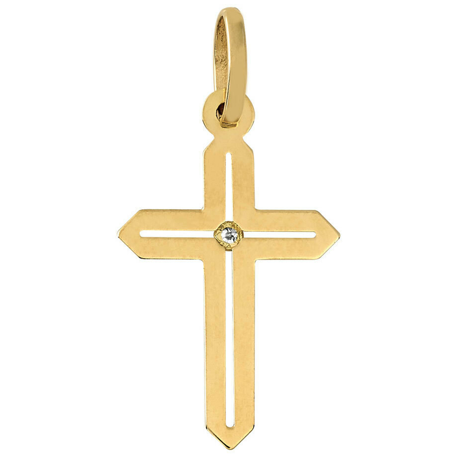 Croix - diamant & or jaune 18ct - PremierCadeau
