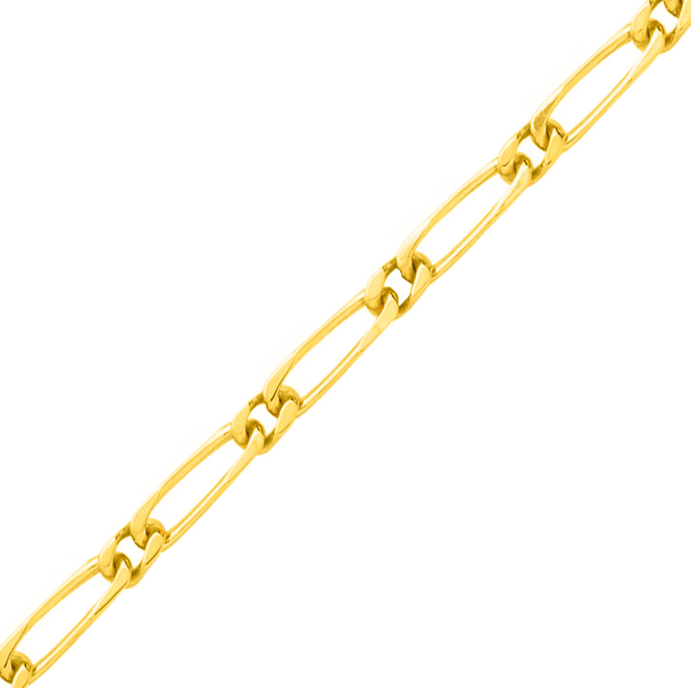 Chaine gourmette cheval alternée triple - Or jaune 18ct - PremierCadeau