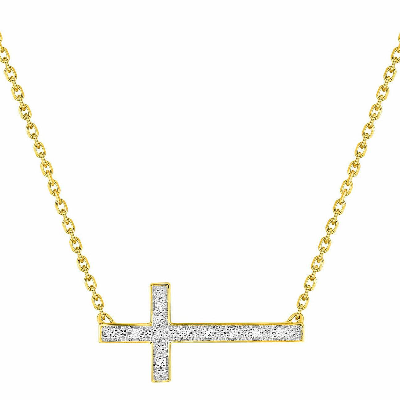 Collier croix - Diamant & Or blanc 18ct - PremierCadeau