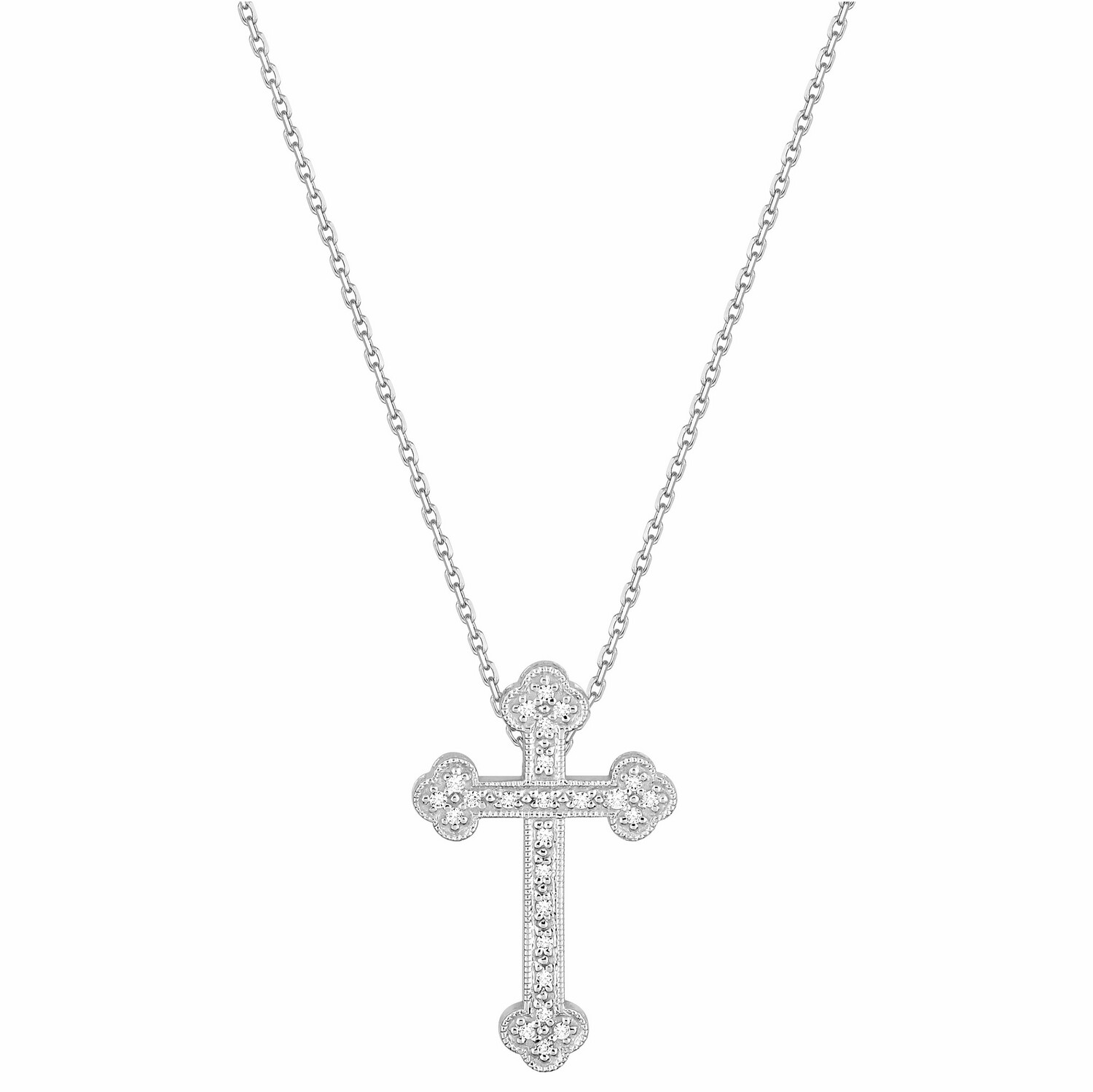 Collier croix - Diamant & Or blanc 18ct - PremierCadeau