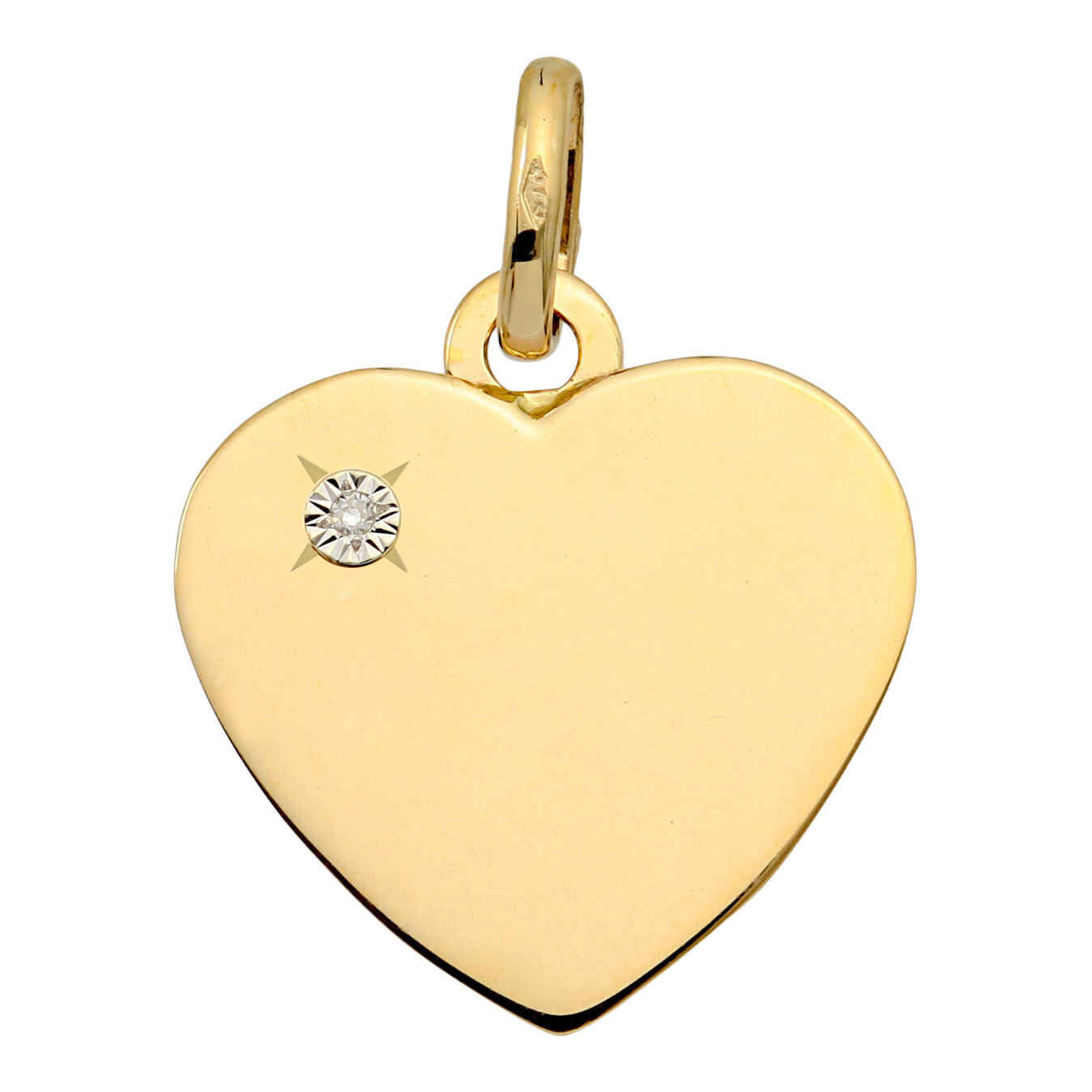 Pendentif coeur & diamant - or jaune 18ct - PremierCadeau