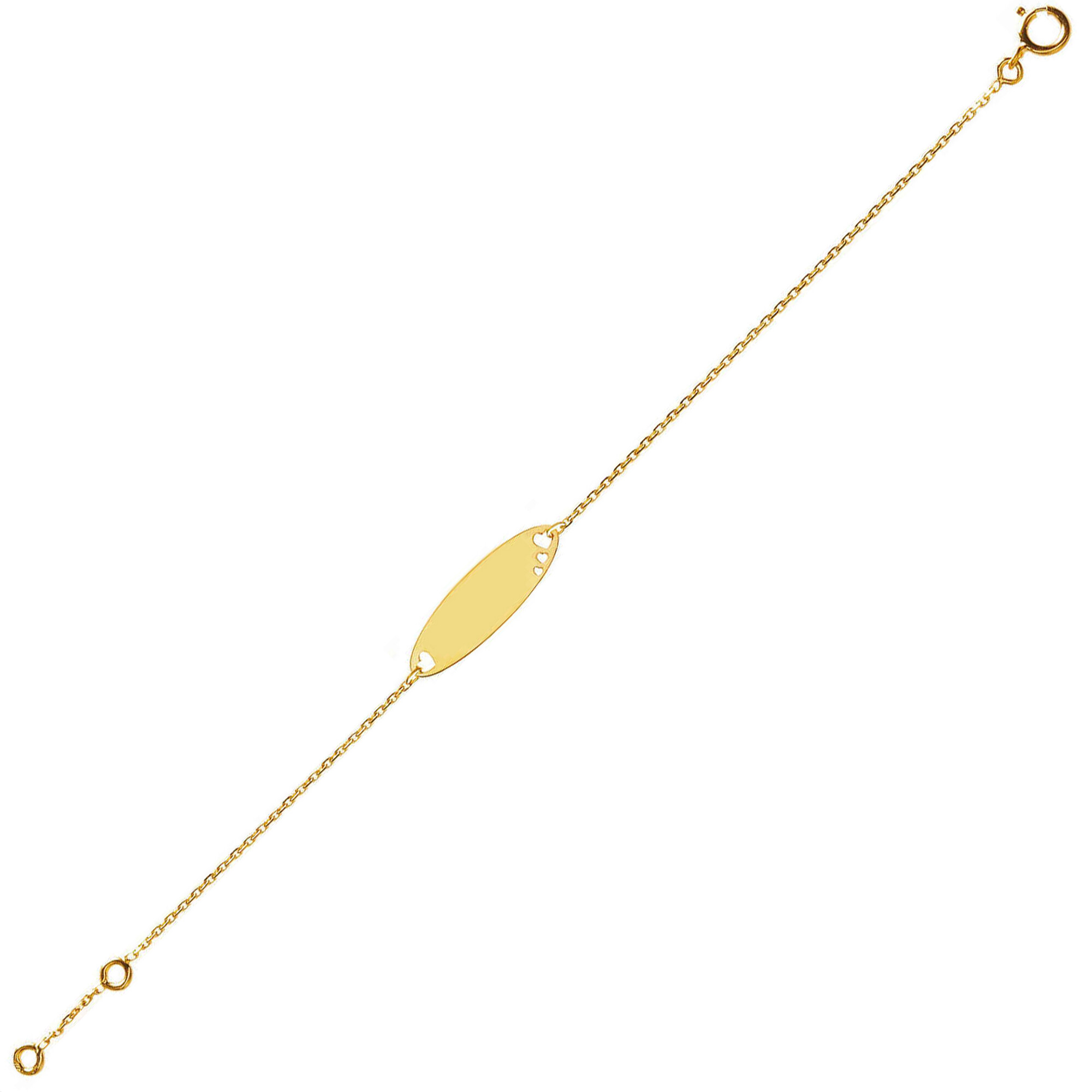 Gourmette bébé coeurs - Or jaune 9ct - PremierCadeau